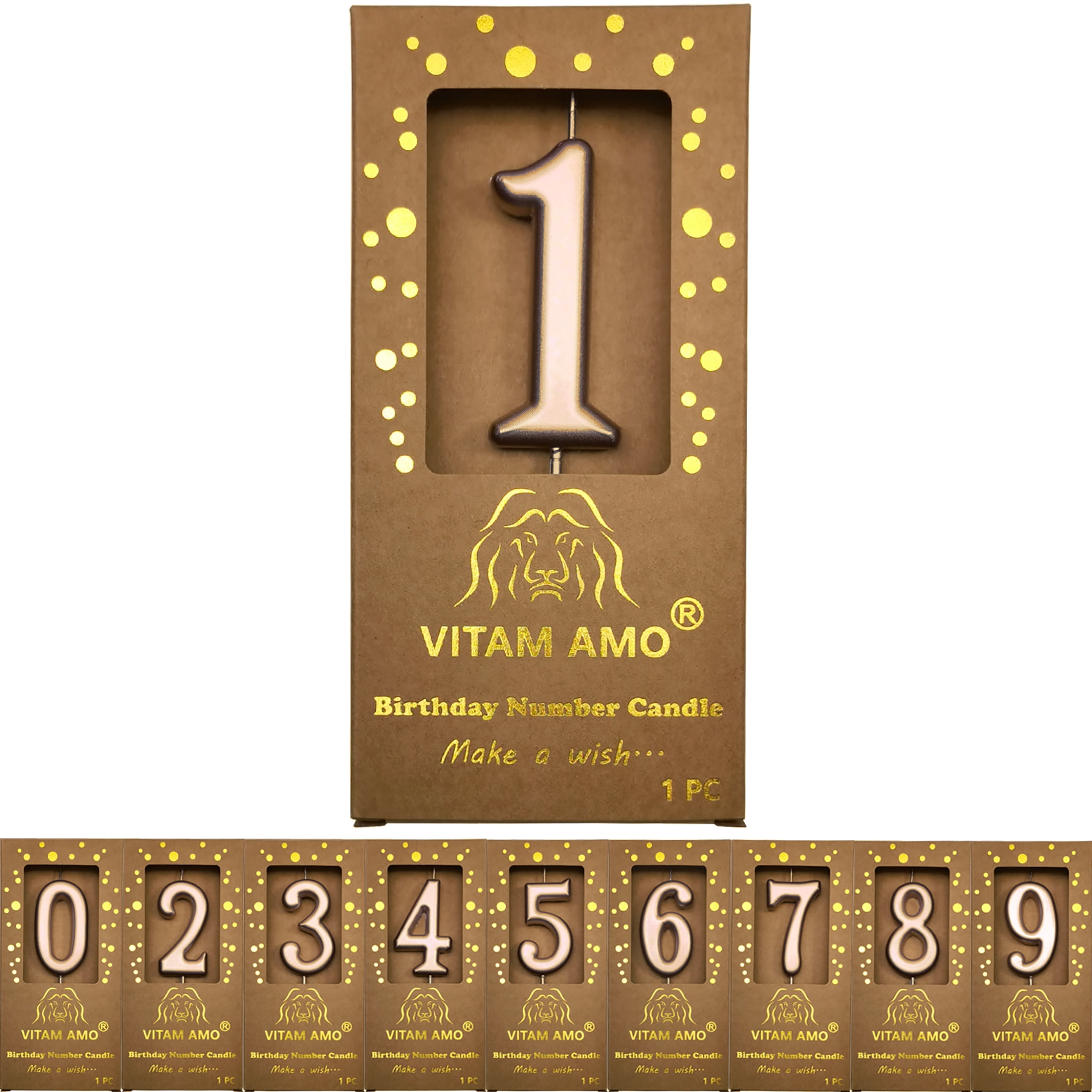 Cake Candles Vintage Style Champagne Color Large Size Number Candles ...