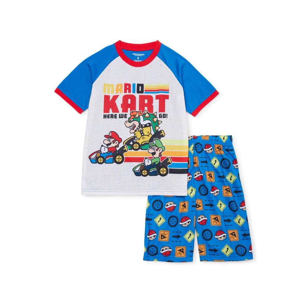 Nintendo - Mario Boys Exclusive 4-12 Short Sleeve Short Pant 2-Piece ...