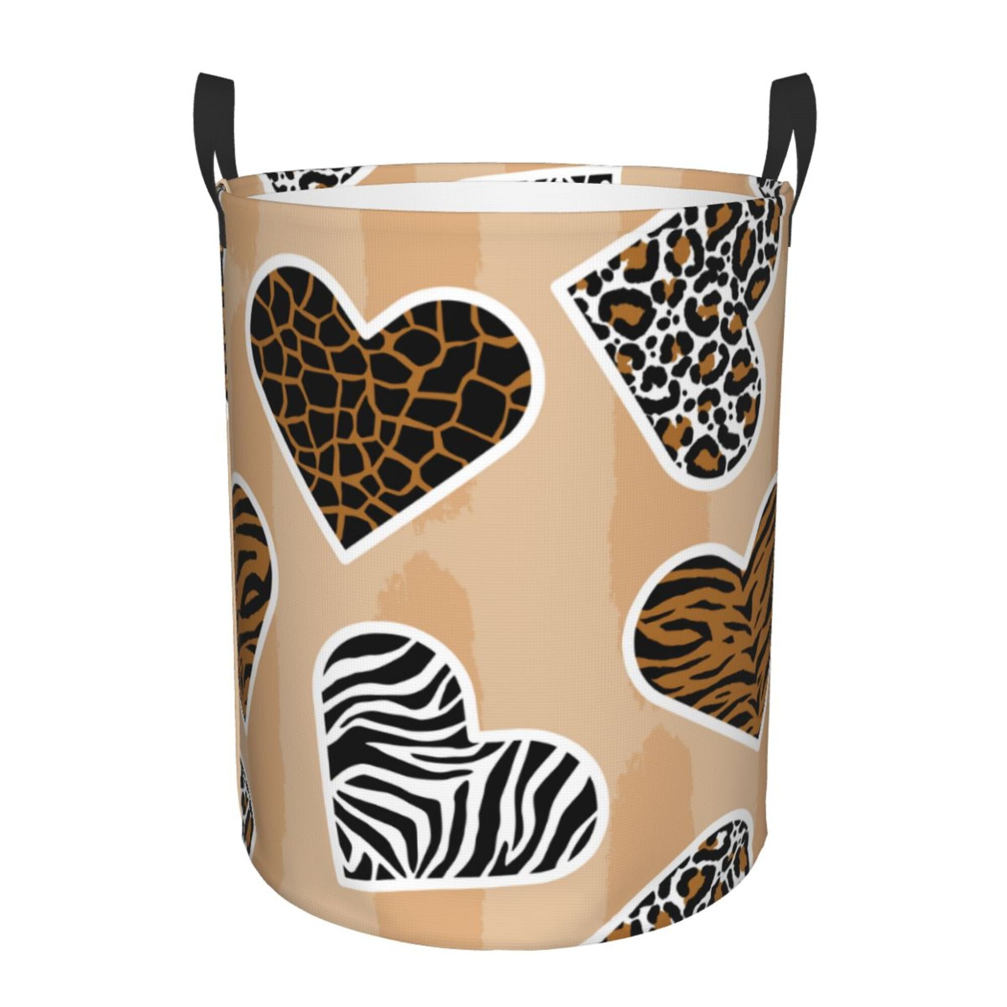TEQUAN Waterproof Laundry Hampers, Hearts Leopard Tiger Zebra Texture ...