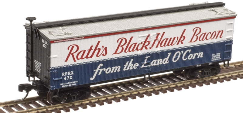 Atlas N Scale 40' Wood Reefer Rath/RPRX (Red/White/Blue/Black Hawk ...