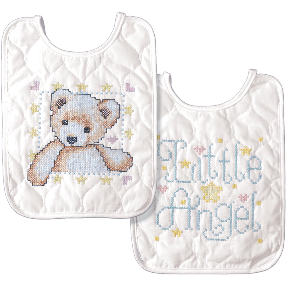 Tobin Baby Bibs Stamped Cross Stitch Kit, Bear & Angel, Set of 2 ...