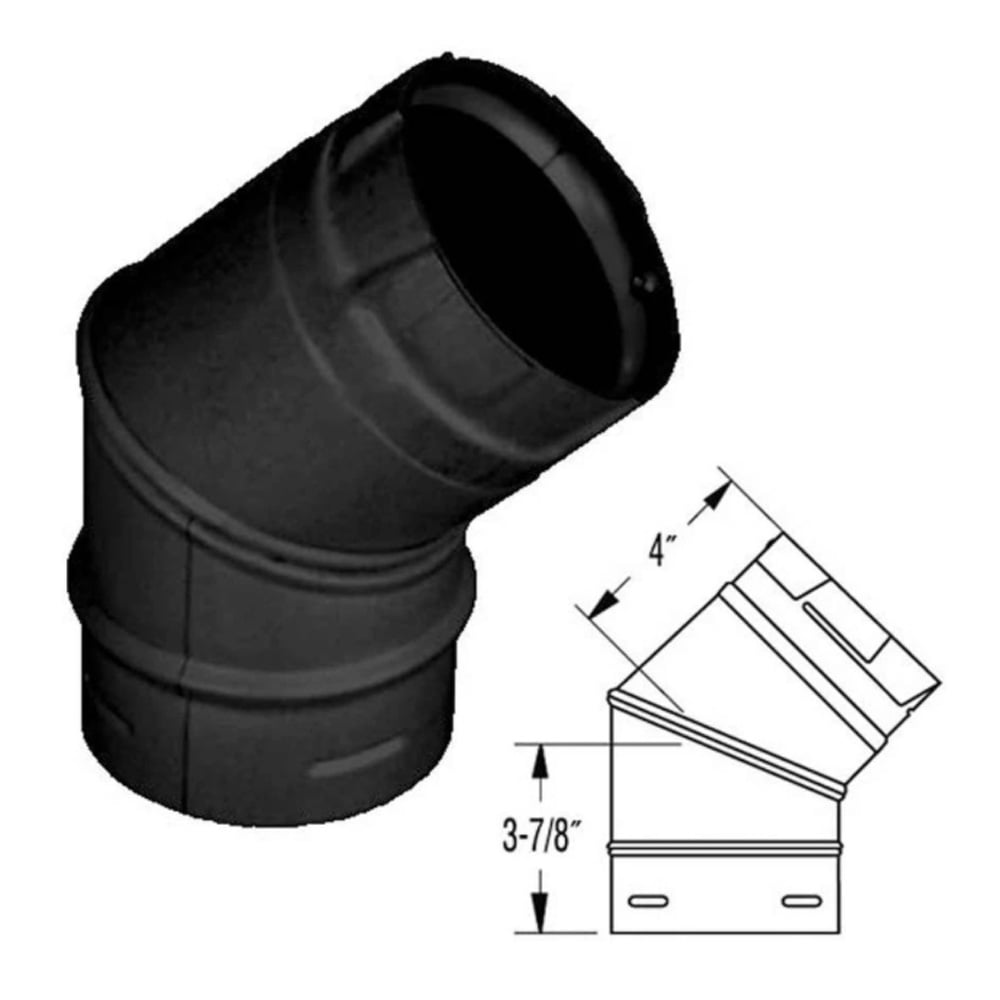 Comfortbilt Duravent 3" Inch 45 Degree Elbow Pellet Vent Pro Black 3PVP ...
