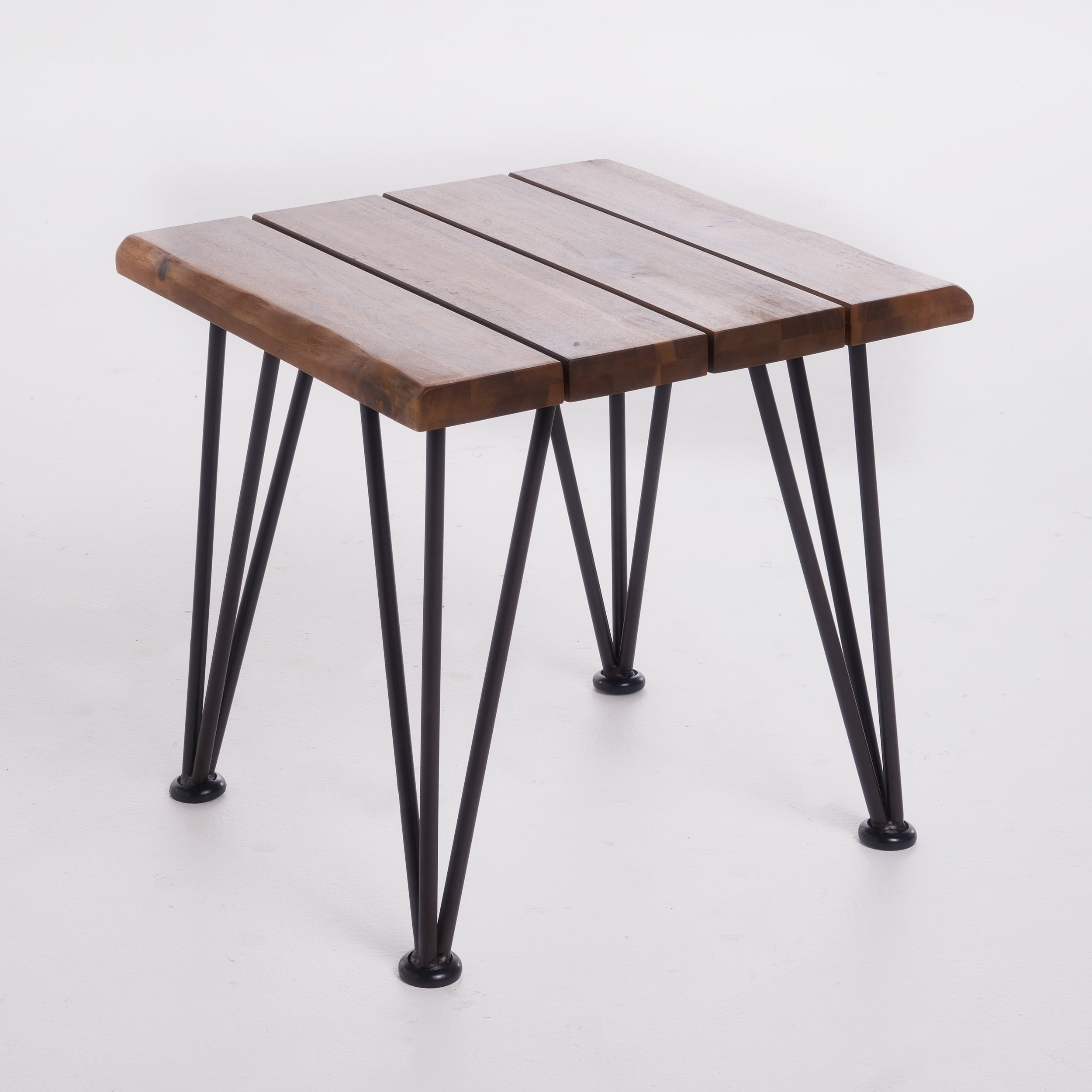 Gerston Indoor Industrial Rustic Iron and Acacia Wood Side Table, Teak ...