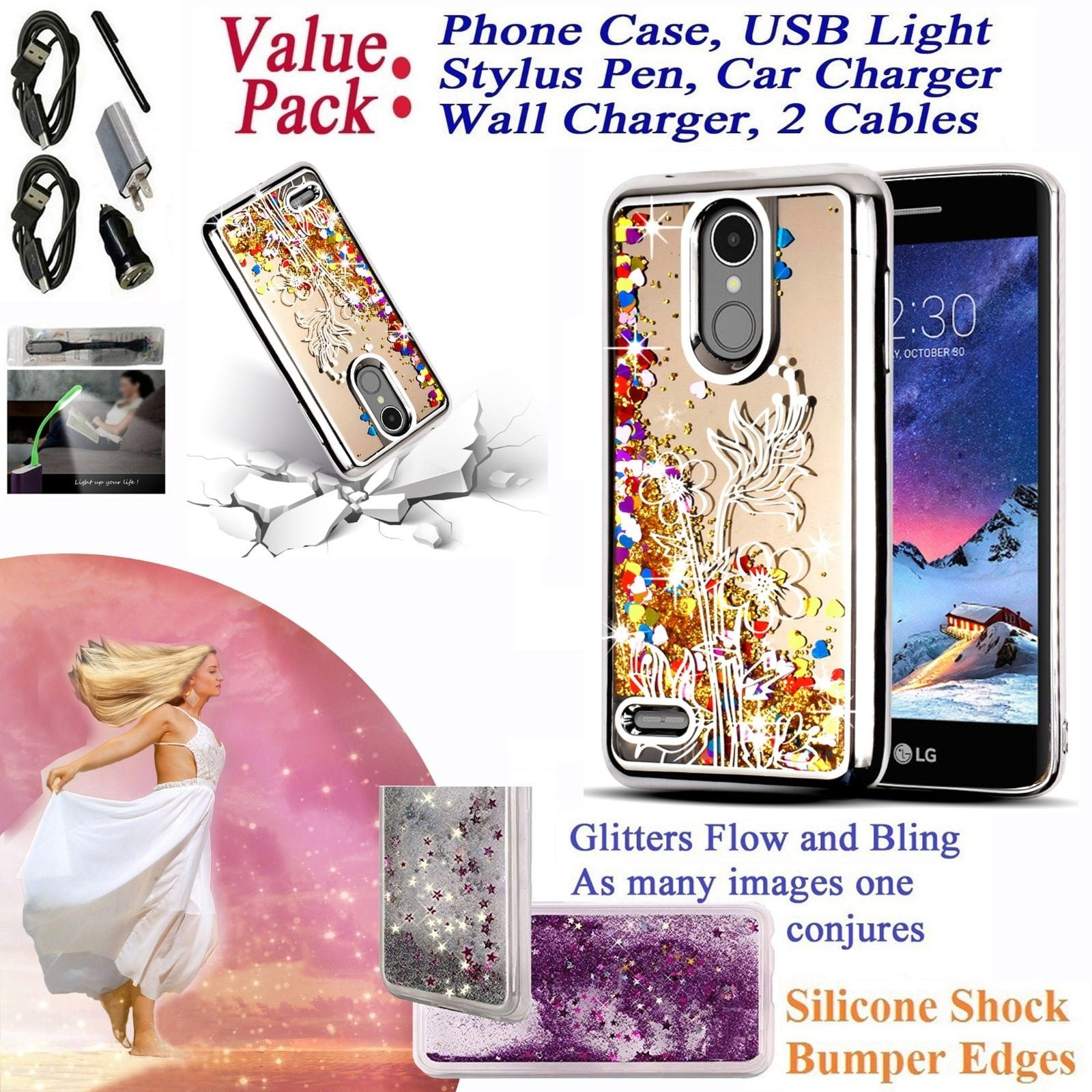 Value Pack + for 5" LG K8 2017 Rebel 2 Risio 2 FORTUNE Case Sleeve ...