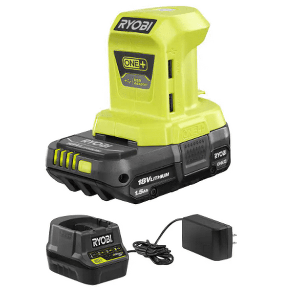 RYOBI ONE+ 18V Cordless Portable Power Source Kit with 1.5 Ah Battery ...