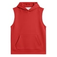 Boys Hooded Tank Top Solid Basic Sleeveless Pullover Hoodie Uniform ...
