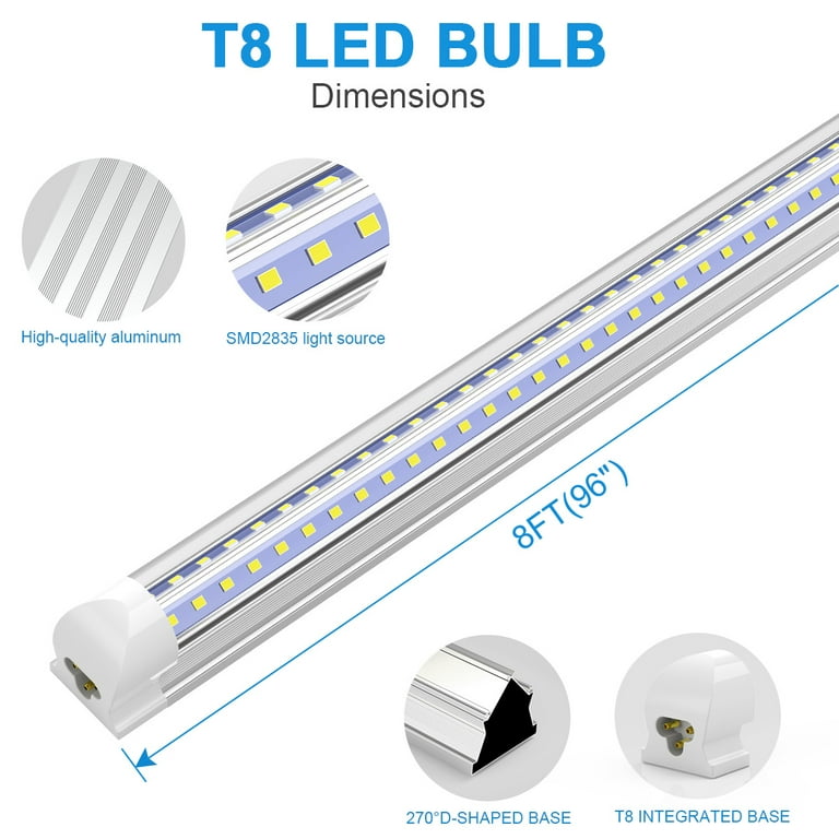 Dual Row T8 8ft LED Shop Light Fixture Linkable, 72w 6000K, 47% OFF Dual Row T8 8ft LED Shop Light Fixture Linkable, 72w 6000K, 47% OFF