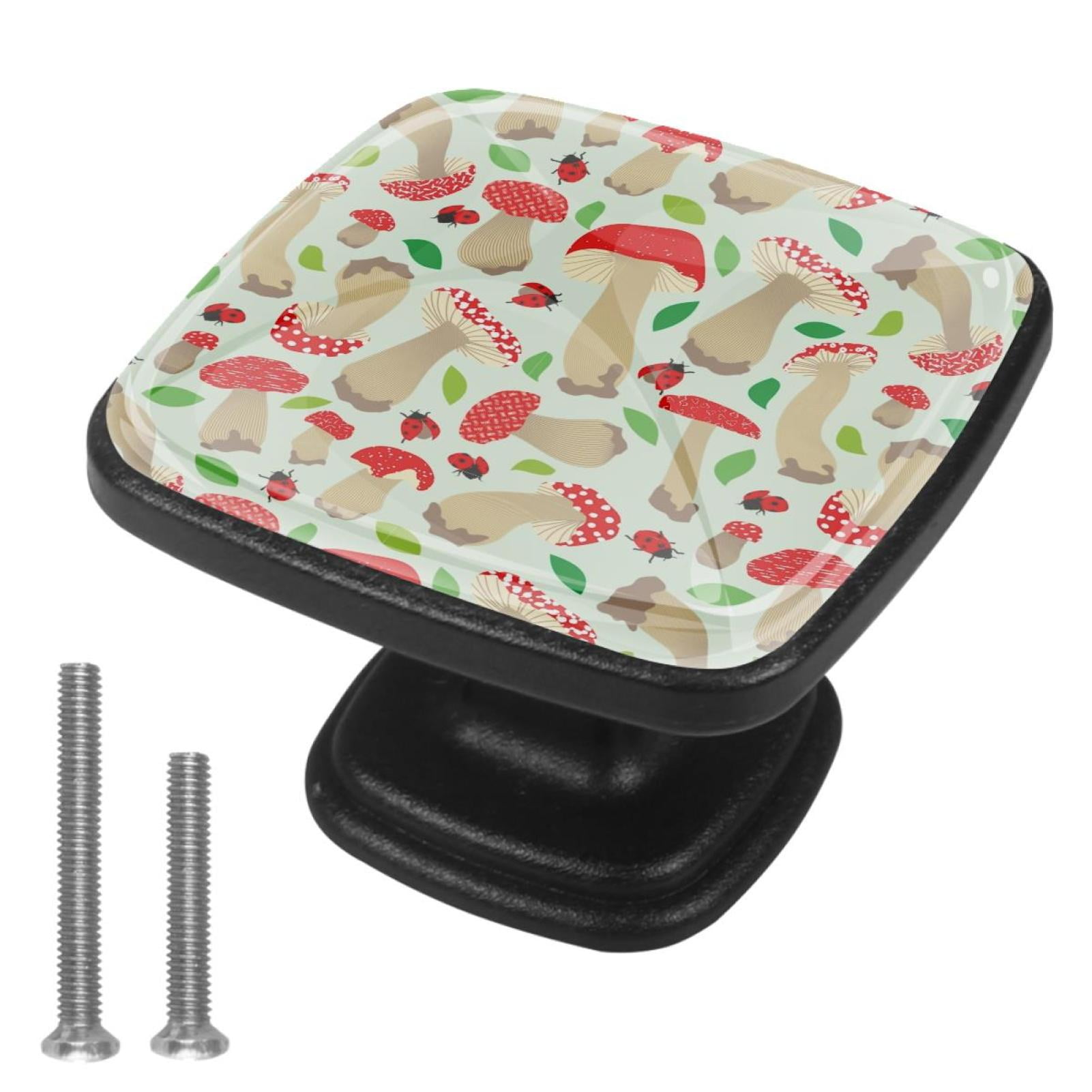 4 Pcs Cabinet Handle Drawer Pulls Mushroom Knobs with Screws Square ...
