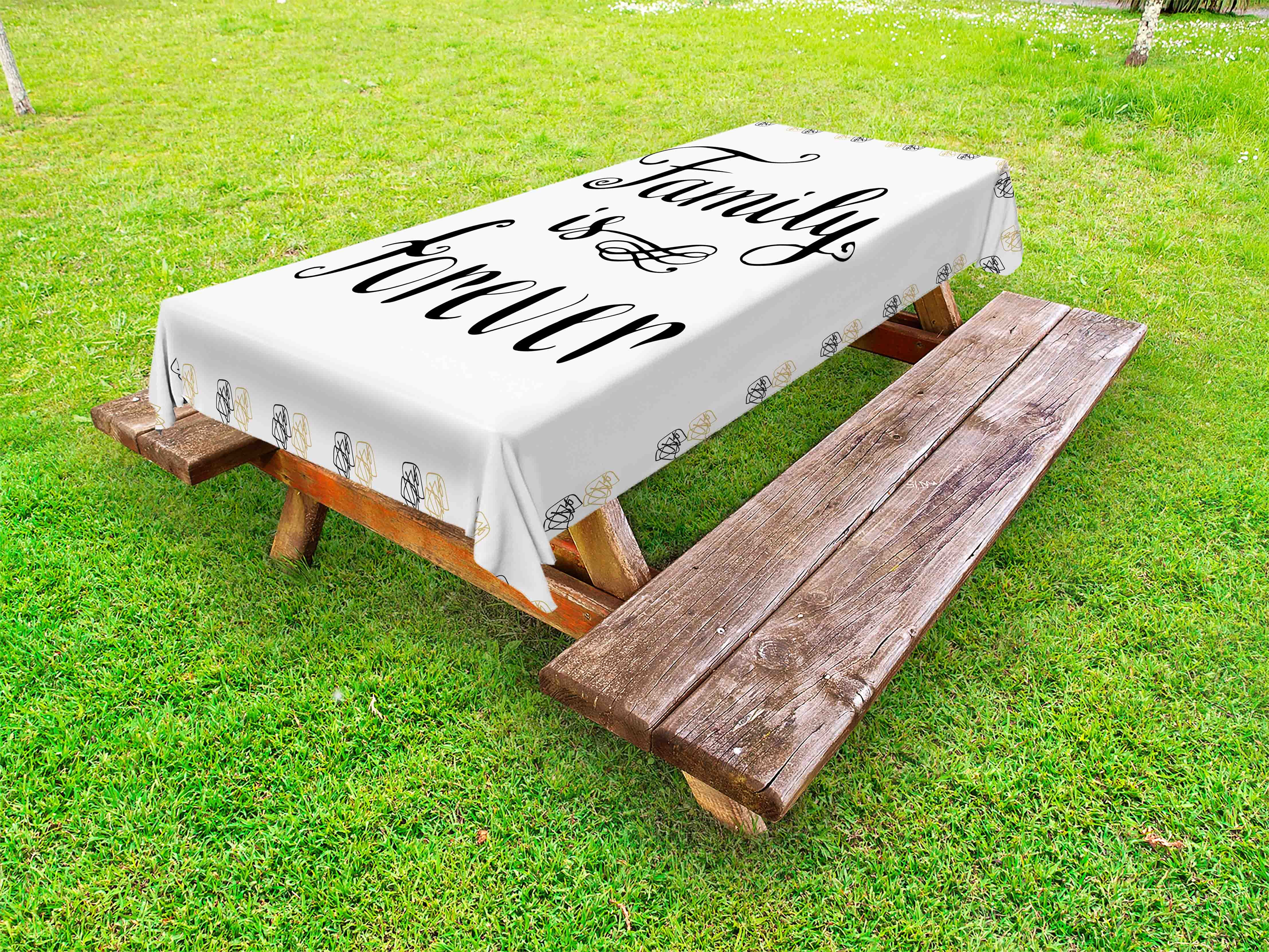 Family Outdoor Tablecloth, Ink Writing Quote about Family Framework ...
