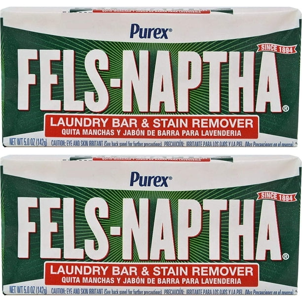 Fels Naptha Laundry Soap Bar & Stain Remover - Pack of 2, 5.0 Oz per ...