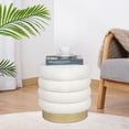 Adeco Round Ottoman Teddy Fleece Vanity Stool Chair with Metal Base ...