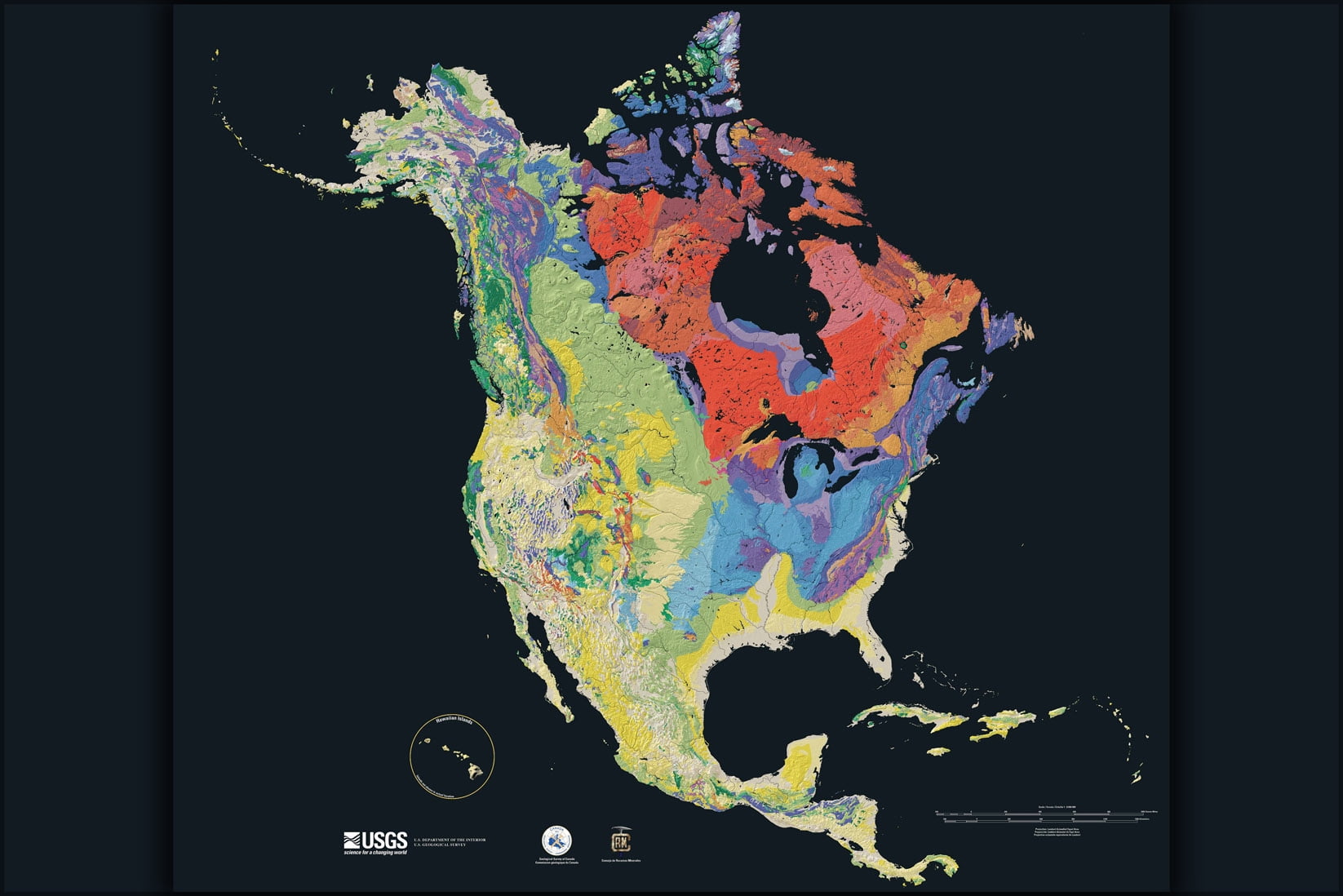 24"x36" Gallery Poster, North america terrain 2003 USGS map - Walmart.com