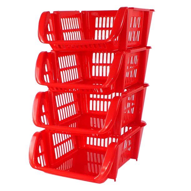4 Racks Apilables de Plastico Rojo FoodKeepers FK-Multi | Bodega ...