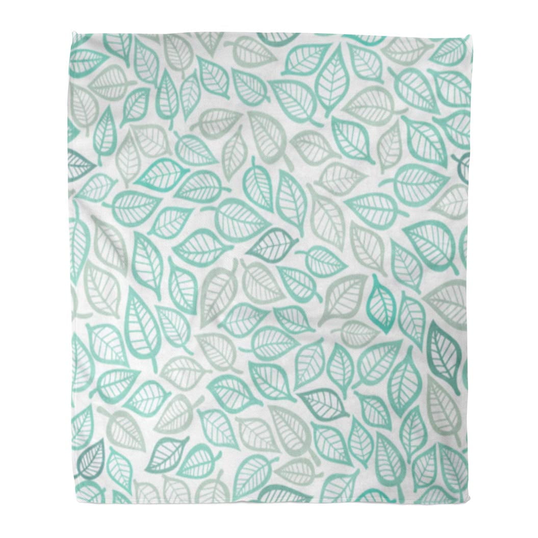 Sidonku Flannel Throw Blanket Pattern White Fall Colored Leaf In Blue