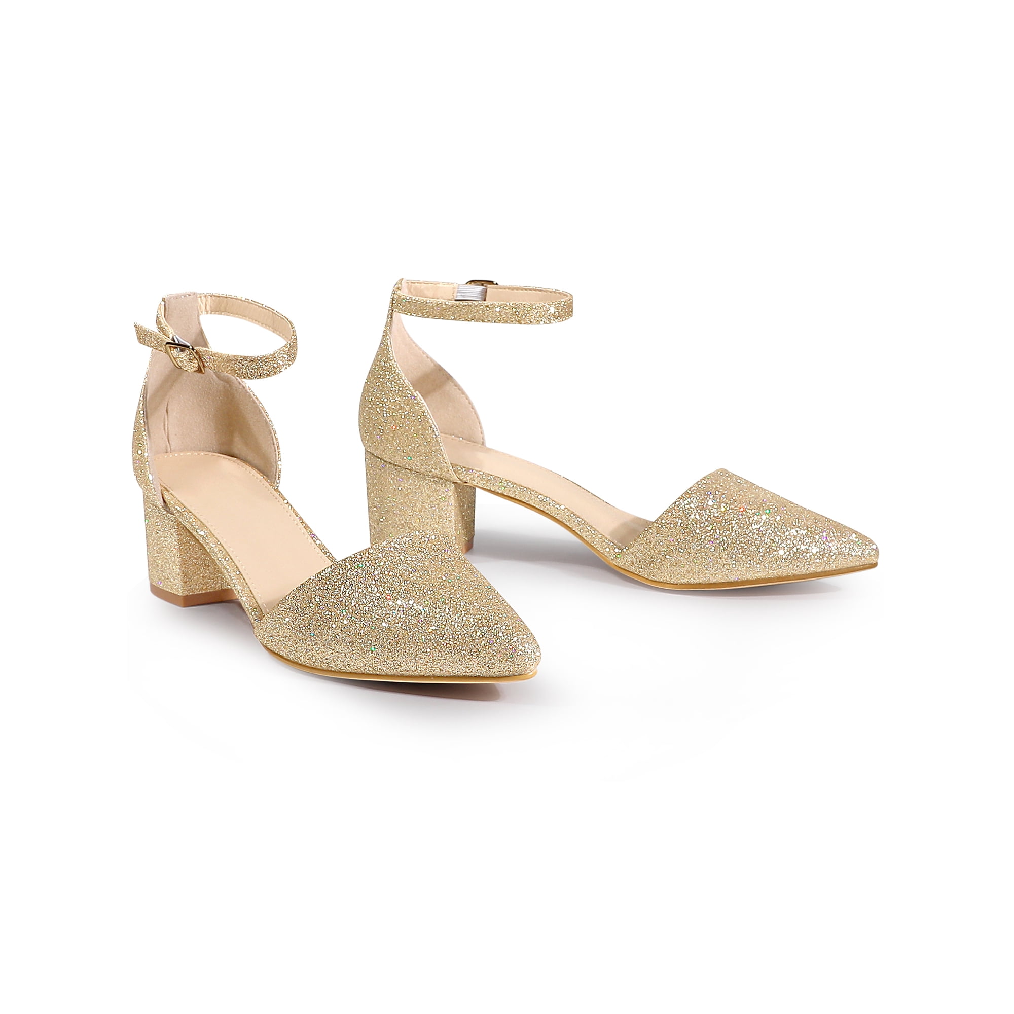 Click here for Blissful Step Glitter Pointed Toe Pumps Ankle Stra... prices