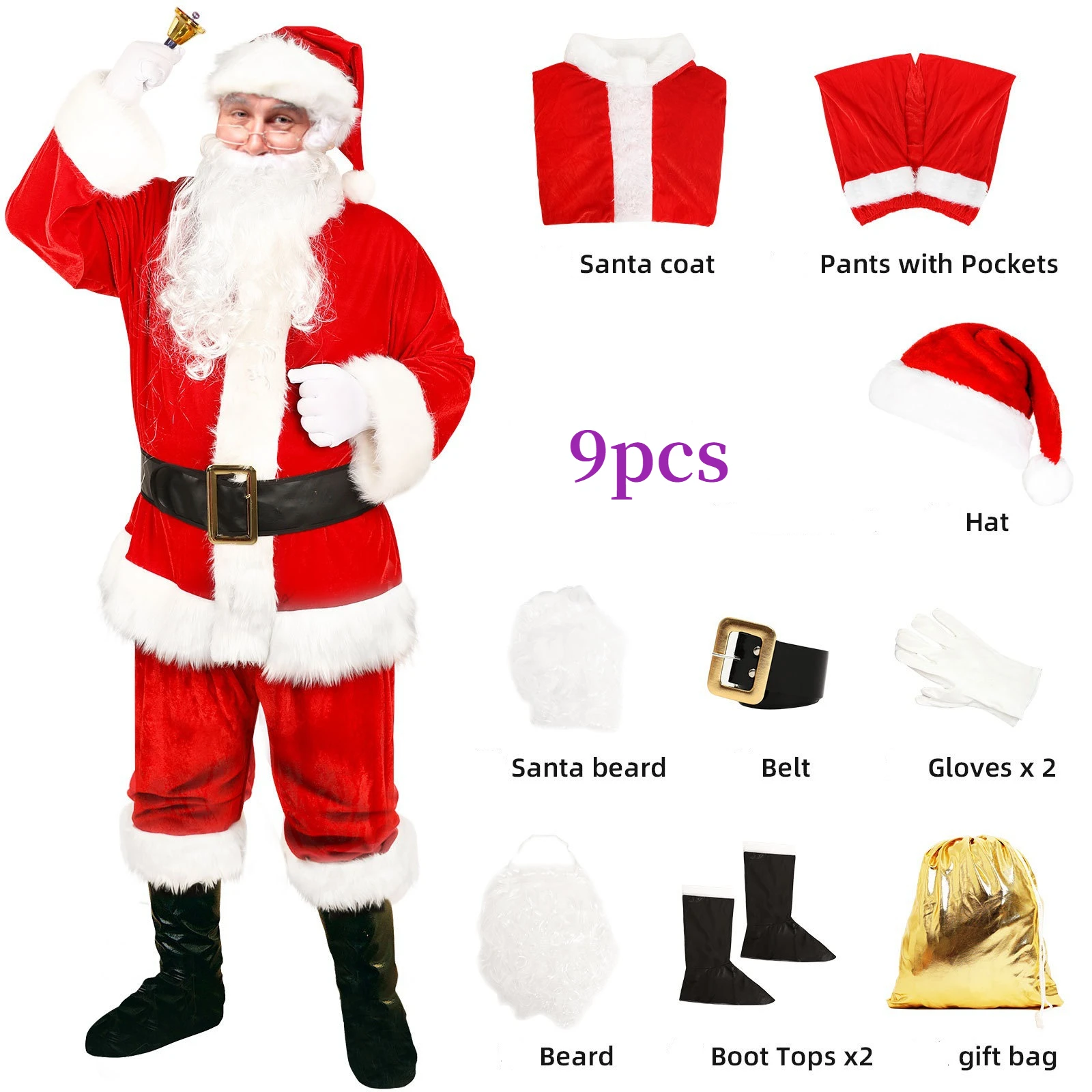 Disfraz de Papá Noel de piel verde para año nuevo, traje de Papá Noel ...