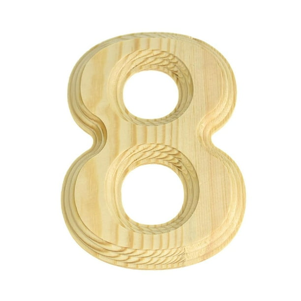 Pine Wood Beveled Wooden Number 8, Natural, 5-13/16-Inch - Walmart.com