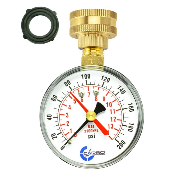 Carbo Instruments, 2-1/2" Water Pressure Test Gauge, 3/4" Female Hose ...