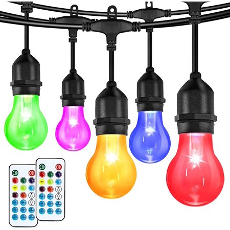 D Outdoor String Lights 48FT RGB Multicolor String Lights Dimmable ...
