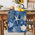 Burlap Table Runner 90 Inches Long, Ocean Starfish Seashell Waves Coral ...
