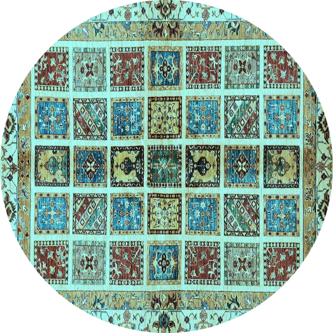 Ahgly Company Indoor Round Abstract Light Blue Modern Area Rugs, 8 ...