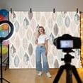 10x8ft Photo Backdrop, Teal Beige Tropical Leaves Soft Polyester ...
