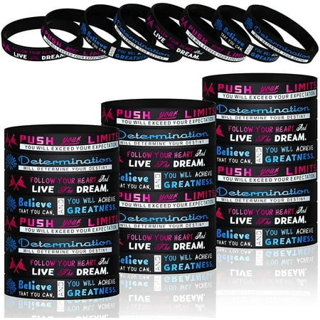 32 Pieces Cheerleading Inspirational Silicone Wristbands Stretch ...