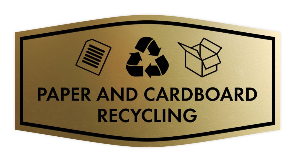 Fancy Paper and Cardboard Recycling Sign (Brushed Gold) - Large ...