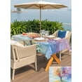 Colorful Leaf Tree Rectangle Outdoor Tablecloth with Umbrella Hole ...