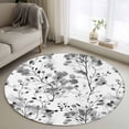 Area Rug 36in, Watercolor Abstract Gray Leaves Floor Carpet Living Room ...