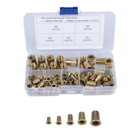 relayinert 100PCS/Set M3/4/5/6/8 Rivet Nut Flat Head Threaded Rivet Nut ...