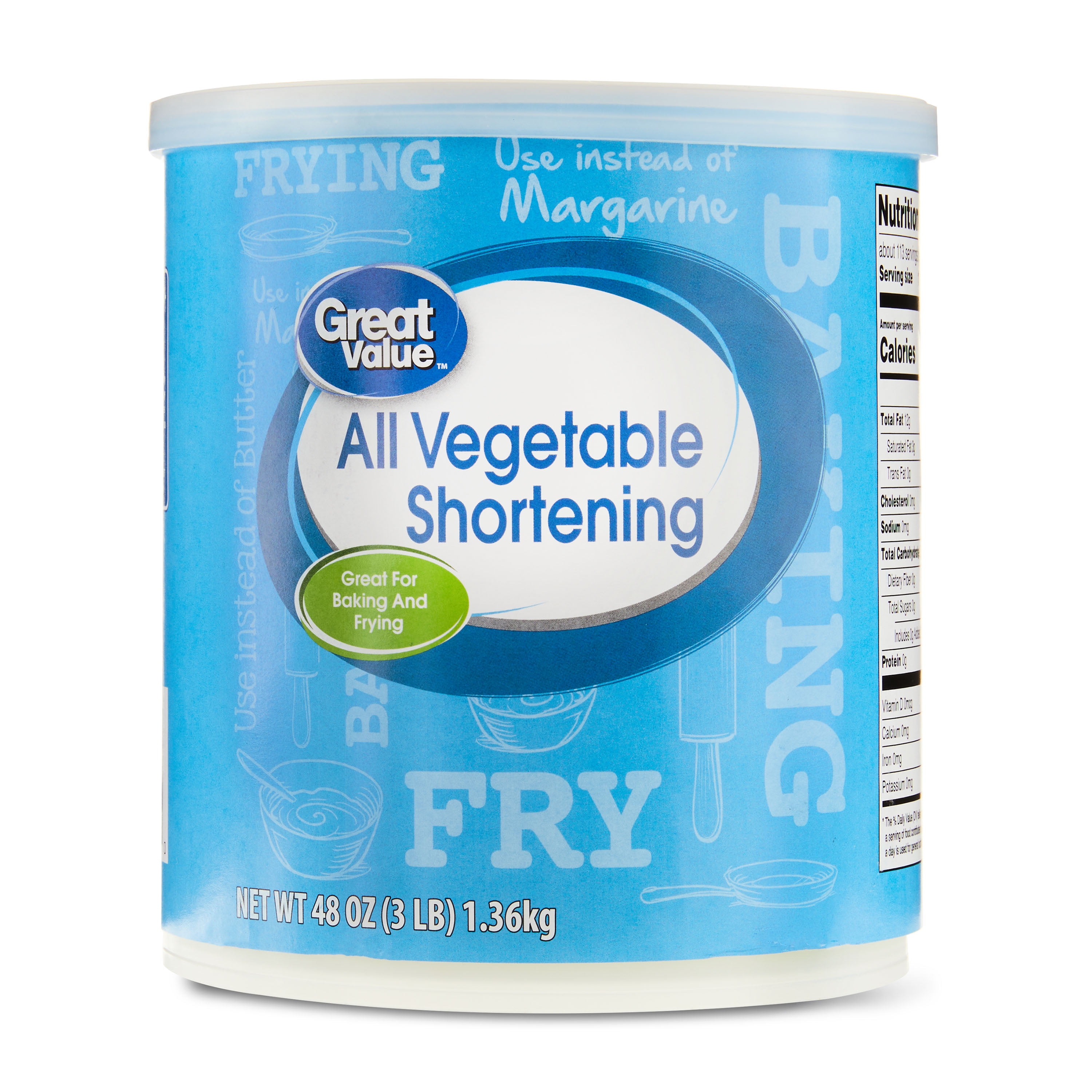 Great Value All Vegetable Shortening, 48 oz Can - Walmart.com