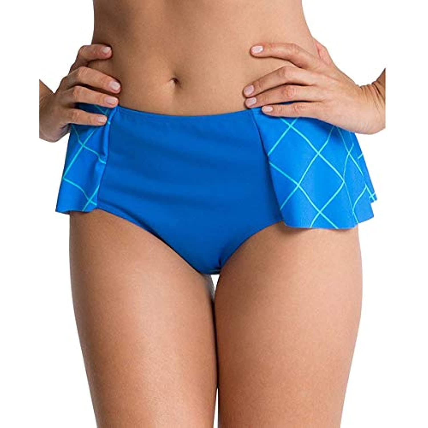 Ruffled Skirted Swim Bottom In Electric Blue 6