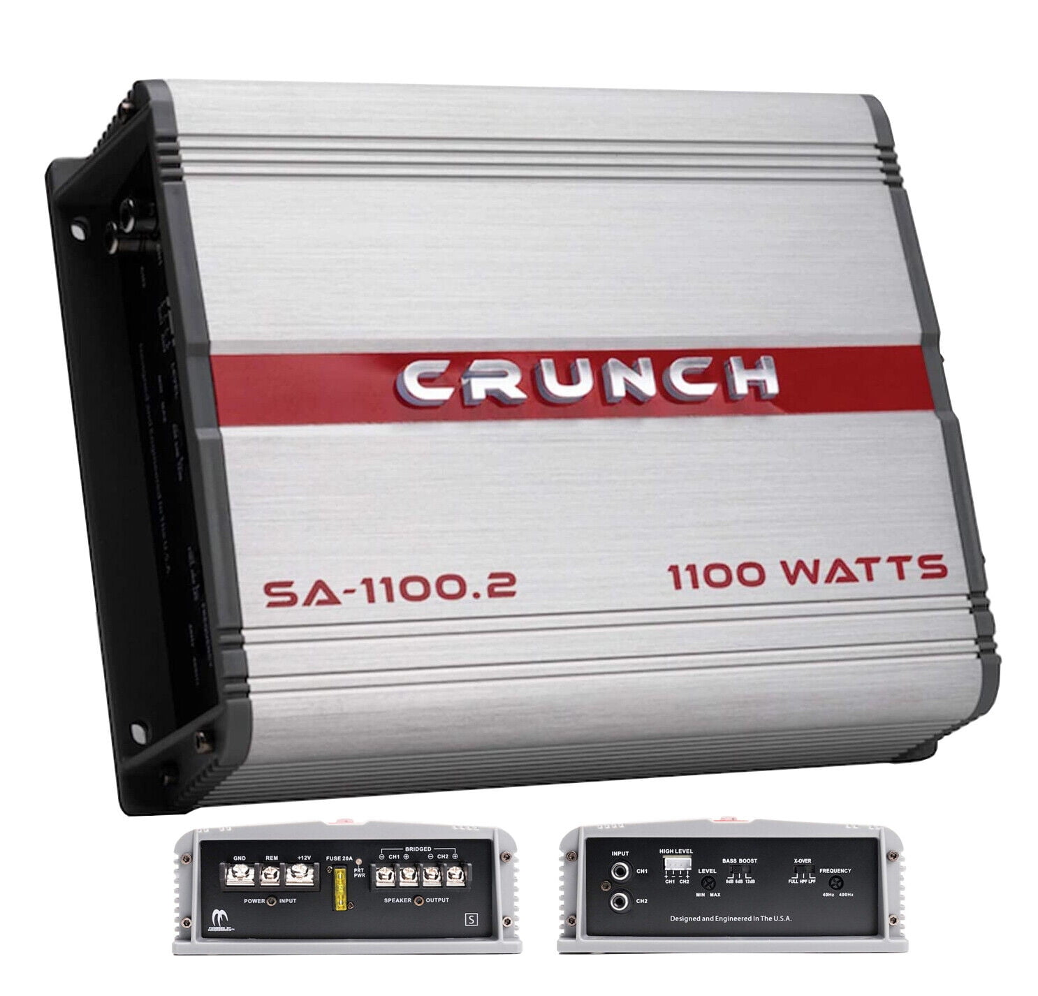 Crunch Amp New Class AB 1100W MAX Power Smash Series 2-CH Car Amplifier ...
