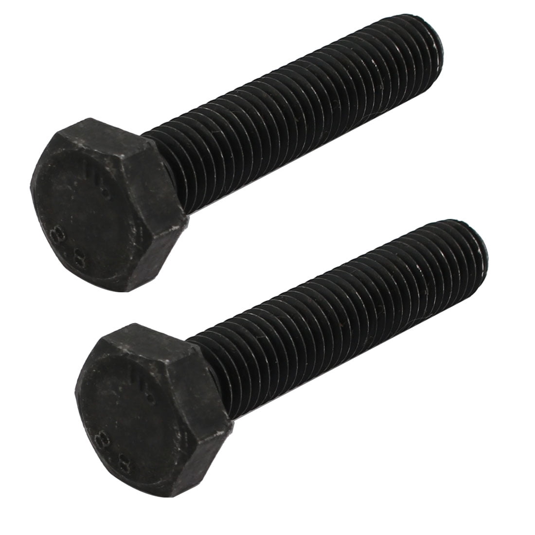 8.8 Grade M10x50mm Full Threaded Left Hand Thread Hex Head Bolt Black ...