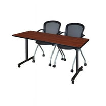 48" x 24" Kobe Mobile Training Table- Cherry & 2 Apprentice Chairs ...