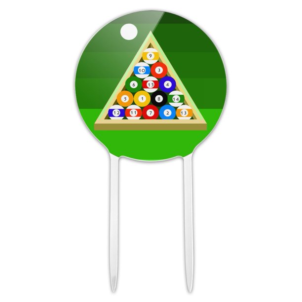 Acrylic Billiard Balls and Triangle Pool Table Cake Topper Party ...