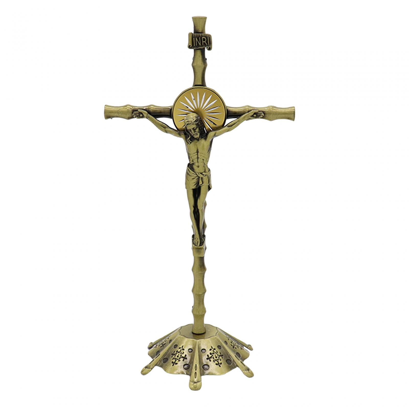 Crucifix Figurine, Crucifix Wall Cross Sculpture, Prayer Metal Standing ...
