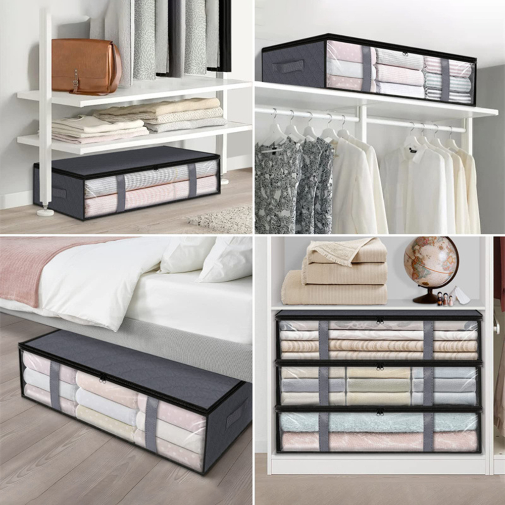 Under Bed Clothes Organizer Folding Storage Bag with Handles for ...