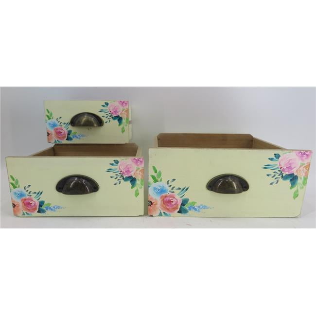 Yellow with Flowers Drawer Shaped Decorative Boxes, Set of 3 - Walmart.com