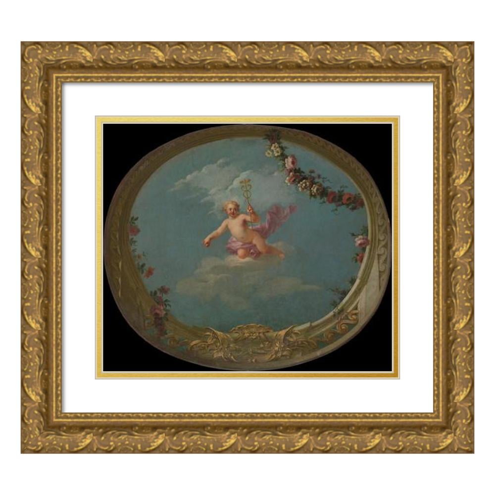 Anonymous 16x15 Gold Ornate Wood Frame and Double Matted Museum Art ...
