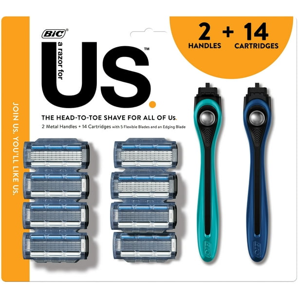 BIC Us 5-Blade Razor Kit for Men and Women, 2 Handles & 14 Razor ...