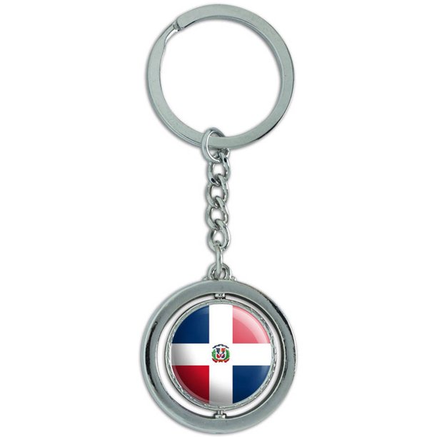 The Dominican Republic National Country Flag Spinning Round Metal Key ...