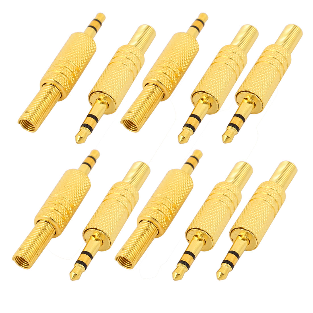 10 Pcs Gold-Plated Two-channel Male Adapters Microphone Connectors 3 ...
