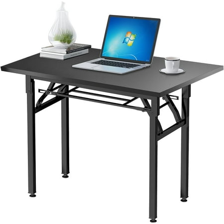 Folding Desk,Computer Desk with Shelves,No-Assembly Height Adjustable ...