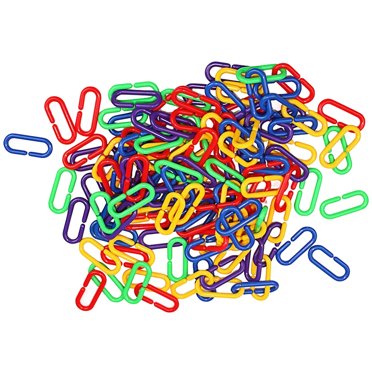 100 Plastic C-clips Hooks Chain C-links Sugar Glider Rat Parrot Bird ...