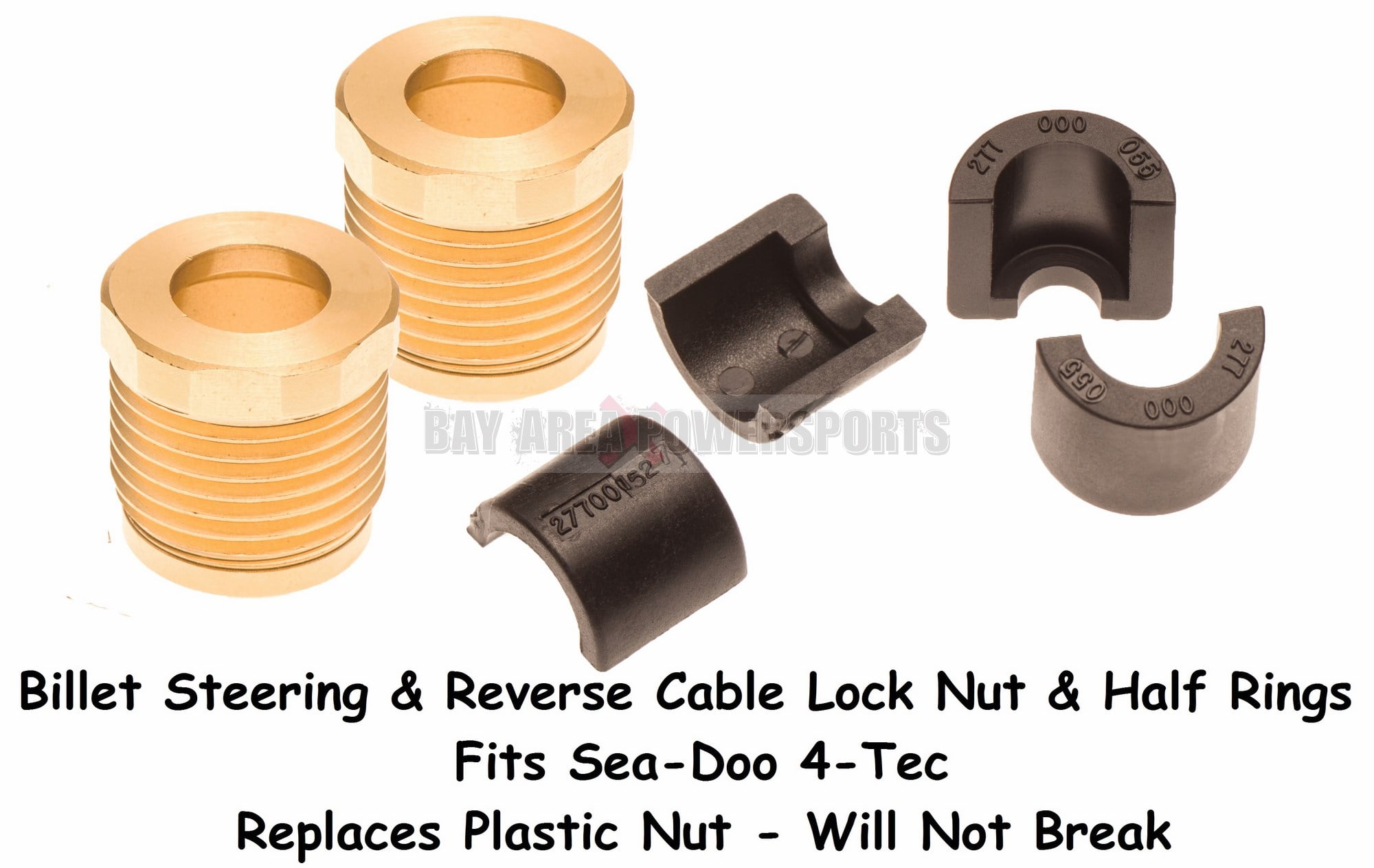Sea Doo 4-Tec Steering & Reverse Cable Billet Lock Nut & Half Ring Set ...