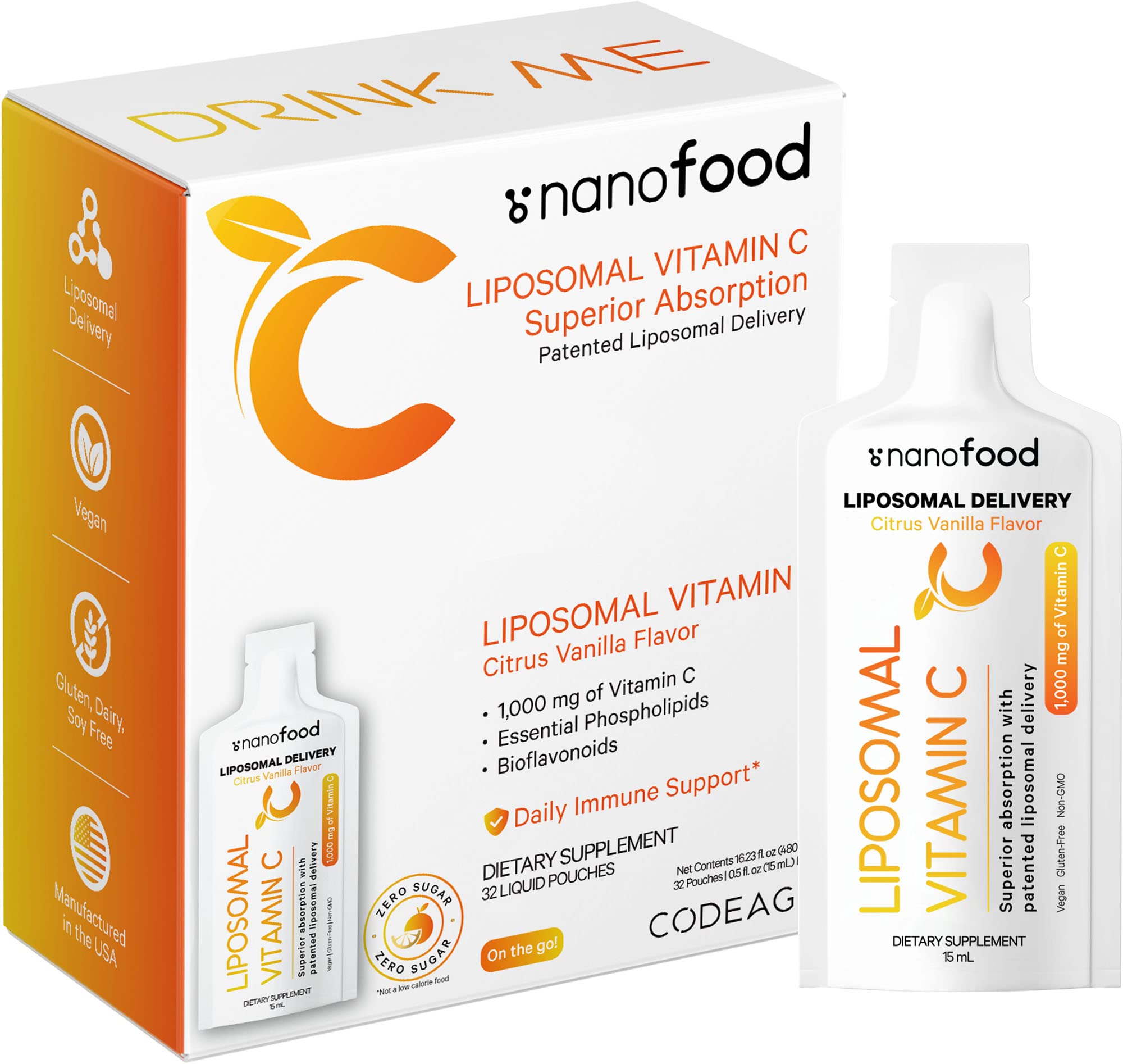 Suplemento de vitamina C liposomal Codeage de 1000 mg con fosfolípidos ...