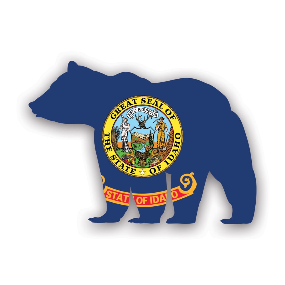 Idaho Bear Flag Sticker Decal - Self Adhesive Vinyl - Weatherproof ...