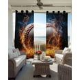 Baseball, Blackout Curtains 63 Inches Long, Sports Theme Gradient ...